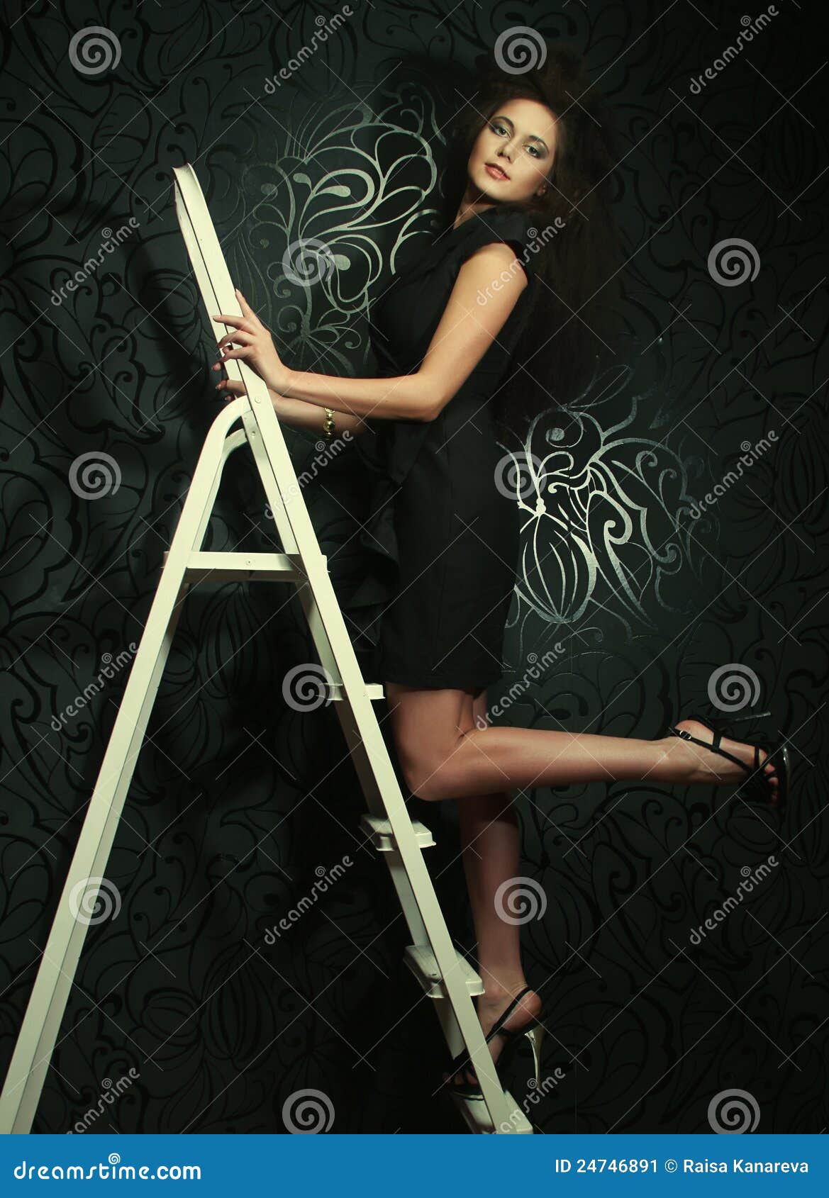 Model on the ladder stock image. Image of human, hair - 24746891