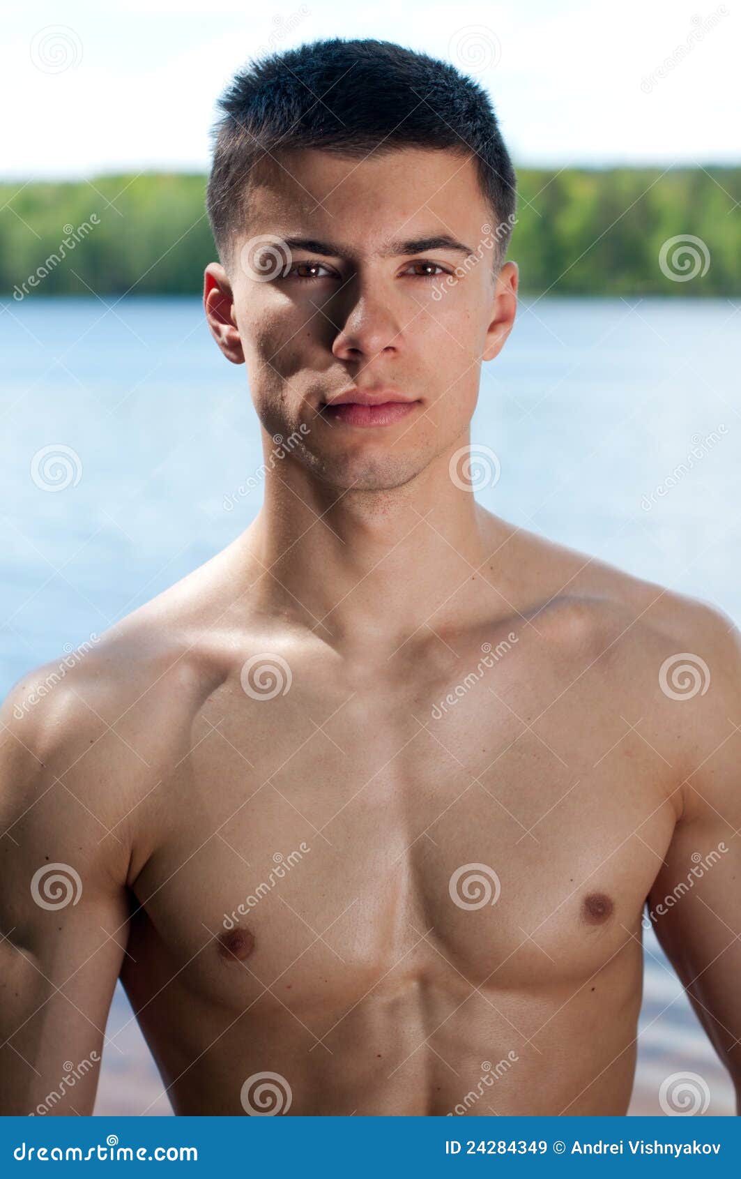 Model at the lake stock image. Image of strength, torso - 24284349