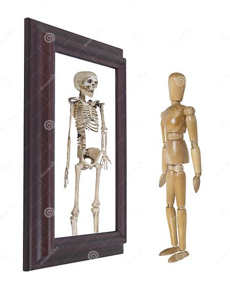 Model Looking into Mirror and Seeing Skeleton Stock Image - Image of ...