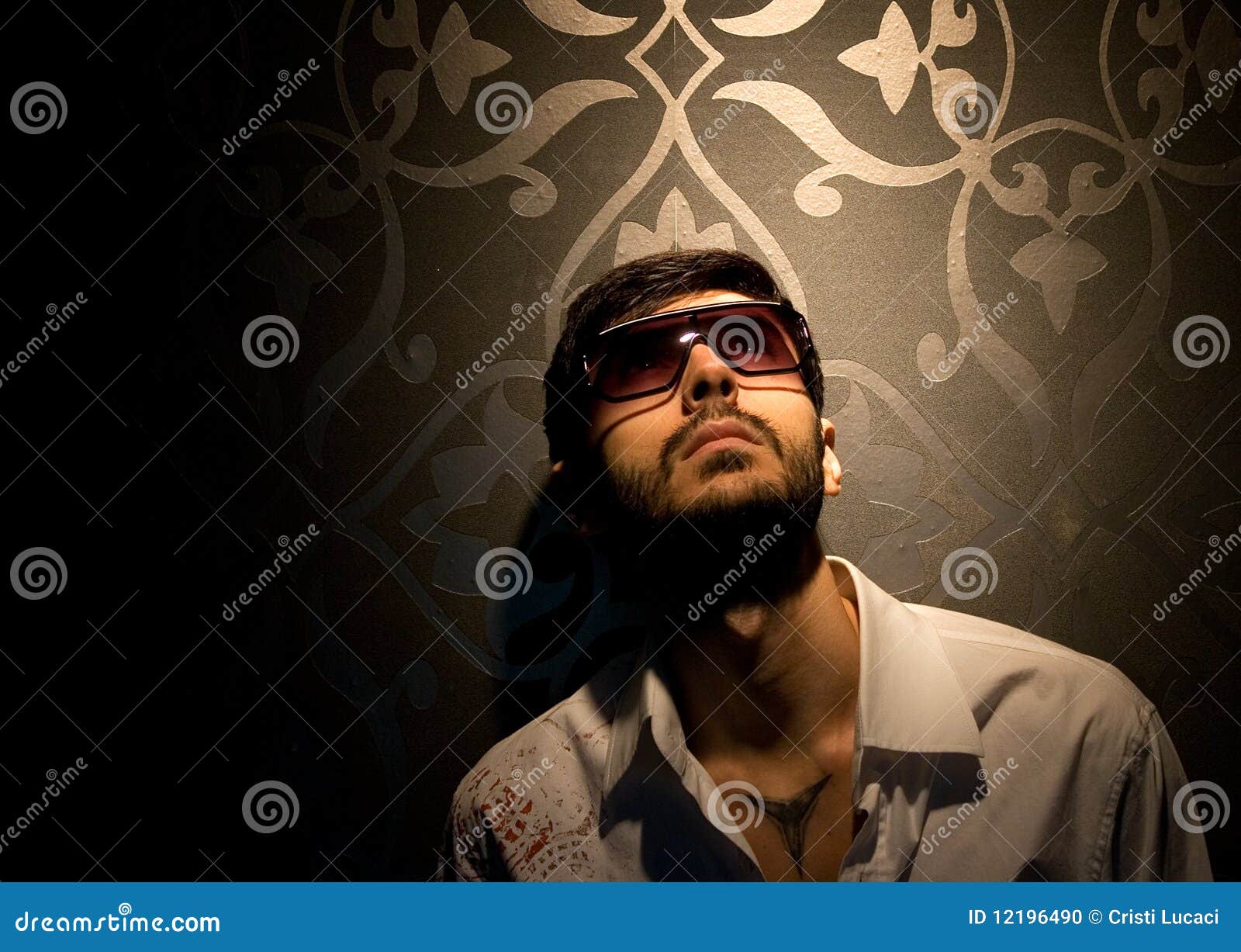 Model looking up stock photo. Image of beard, glamour - 12196490