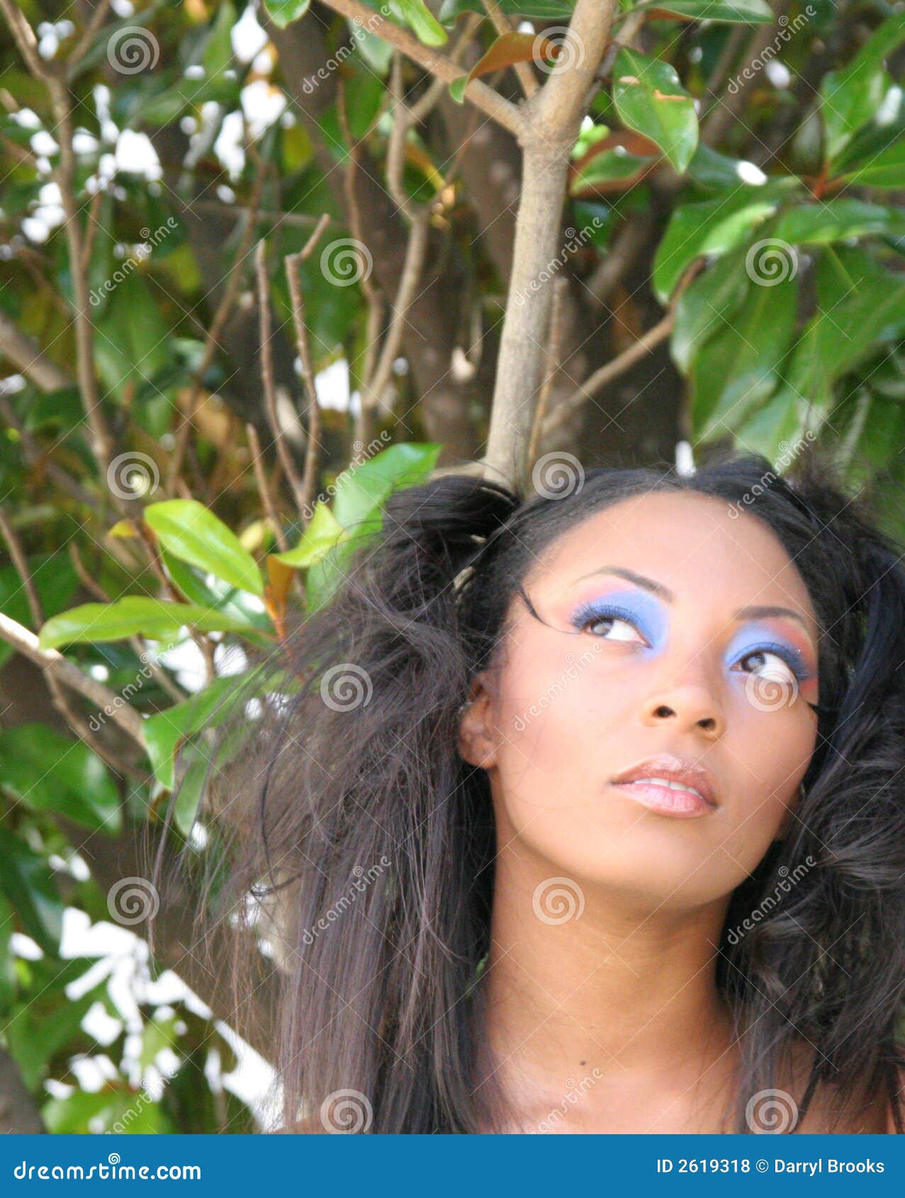 Model Looking Up stock photo. Image of female, blue, black - 2619318