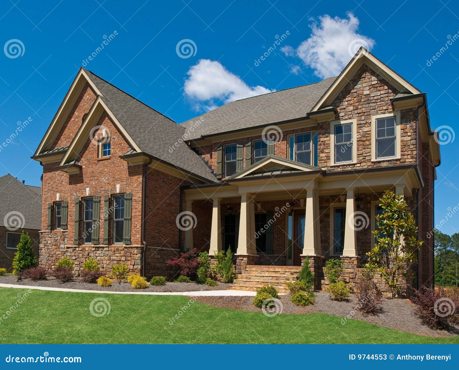 Model Luxury Home Exterior Side View Columns Stock Image - Image of ...