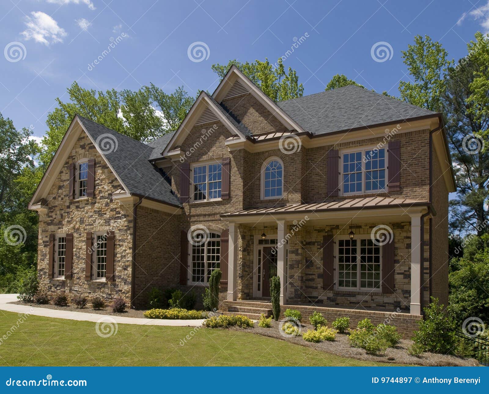 Model Luxury Home Exterior Side View Porch Stock Image - Image of ...
