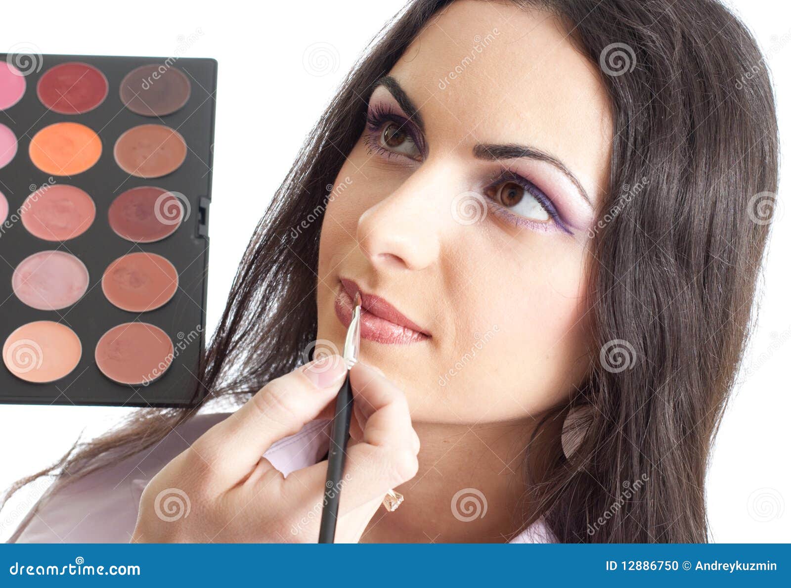 Model Make Up Lips Applying Studio Isolated Stock Photo - Image of ...
