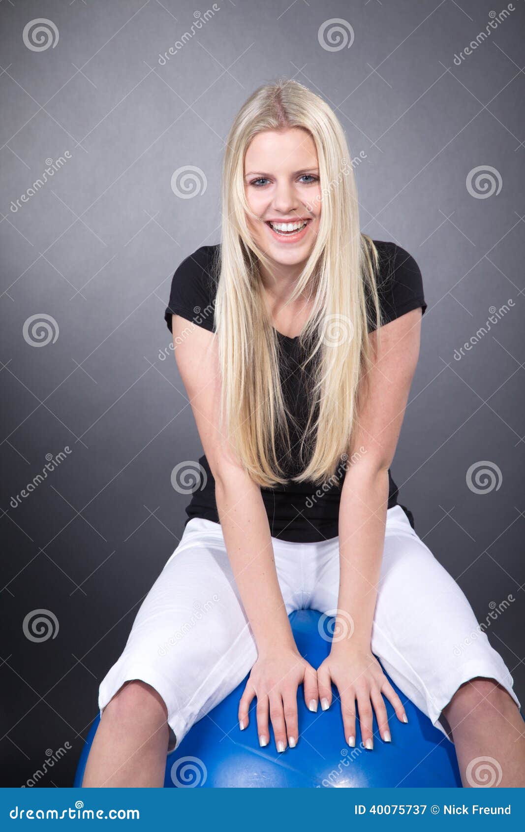 Model Makes Sport with Gym Ball Stock Image - Image of girl, healthy ...