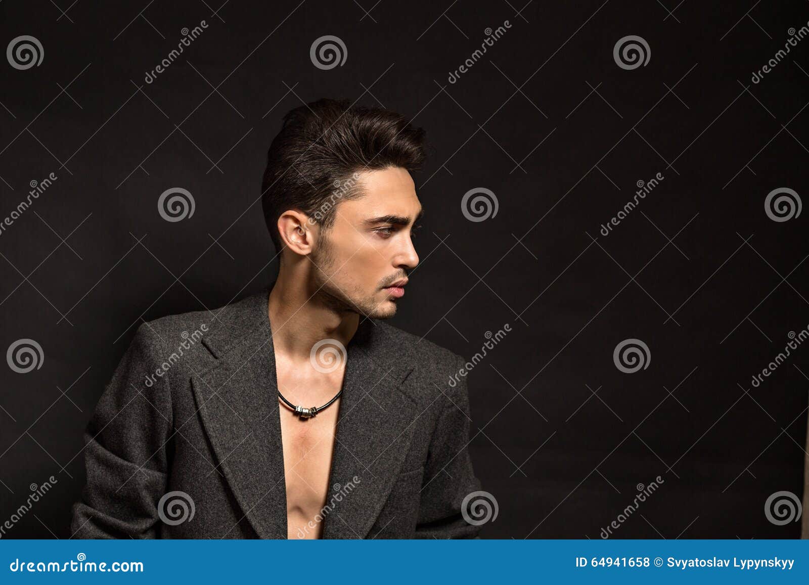 Model Man on Black Background Stock Photo - Image of cheerful, adult ...
