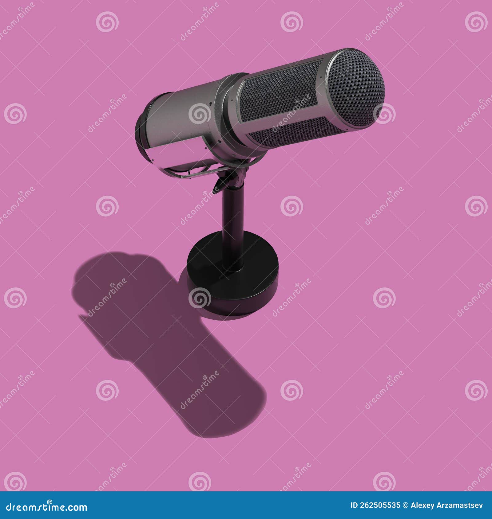 Model of a Microphone on a Stand with a Hard Shadow on a Pink ...