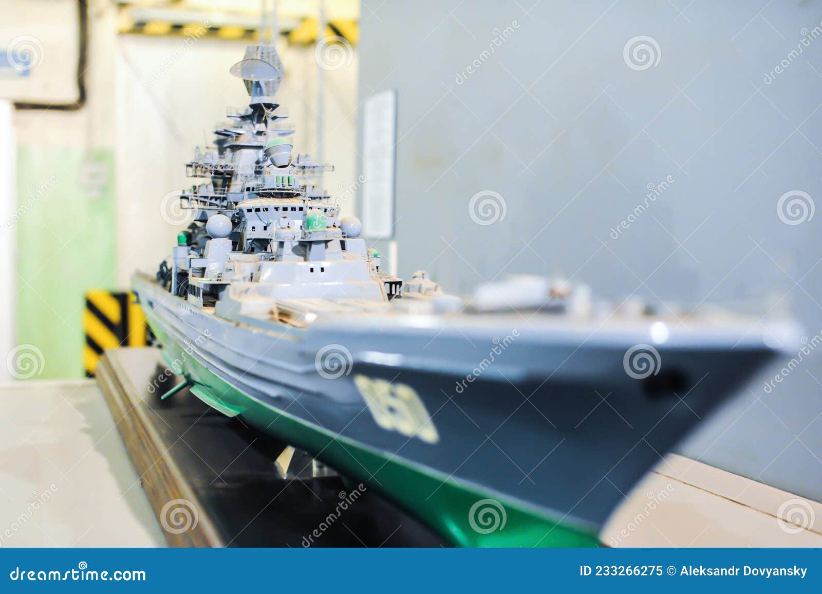 Model of a Military Warship, Close-up Front View. Defocus Editorial ...