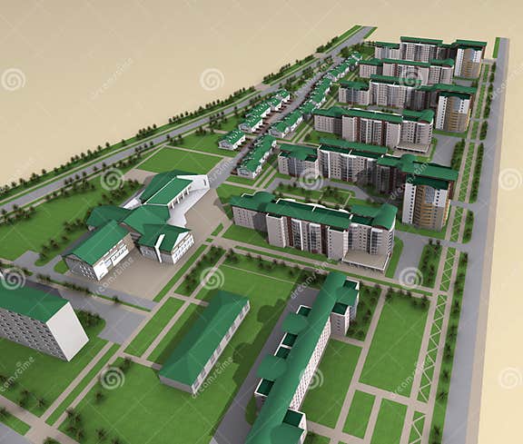 Model of Modern City Layout Stock Illustration - Illustration of ...