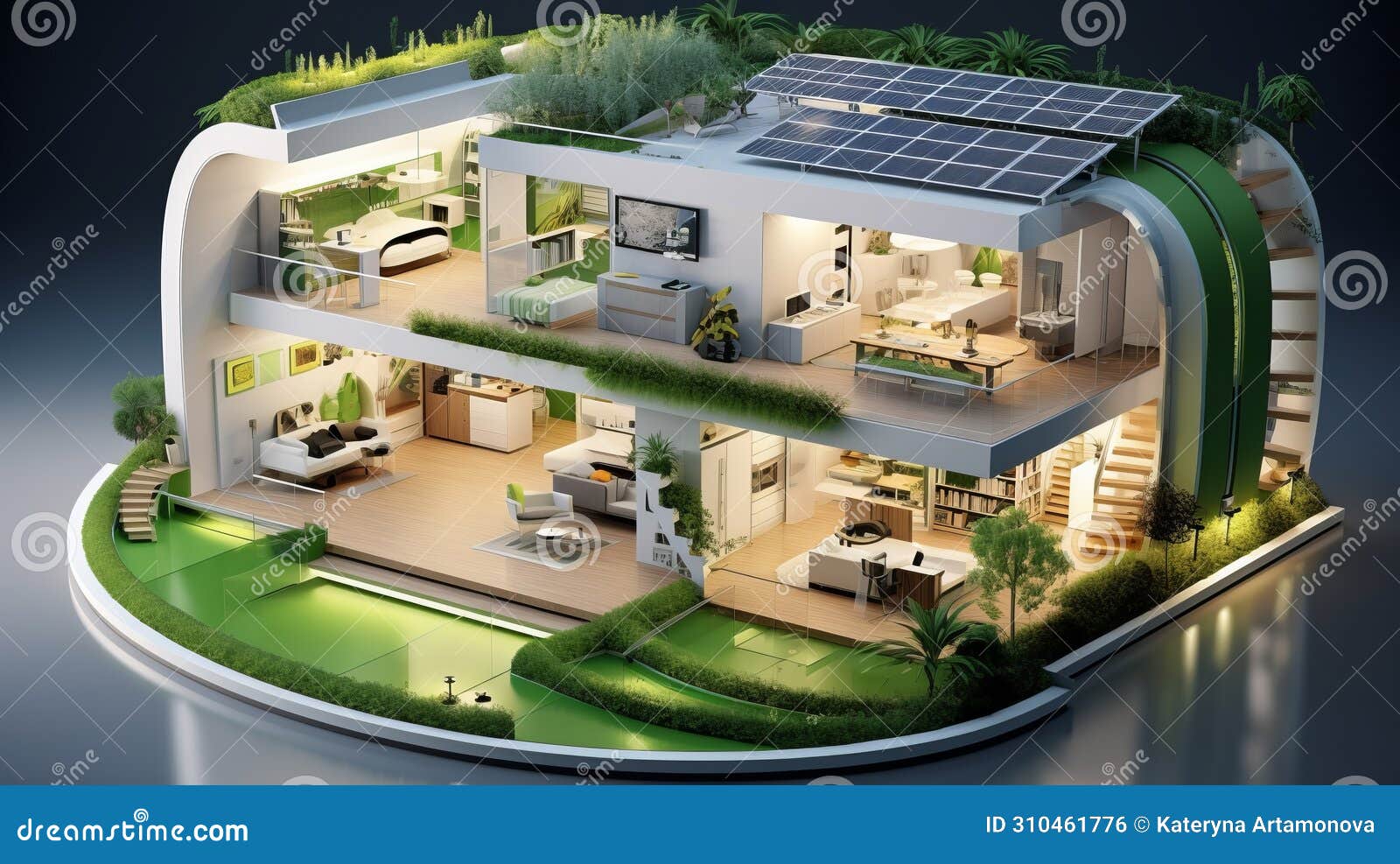 The Model Modern a House with a Solar Panel on the Roof. Generative AI ...