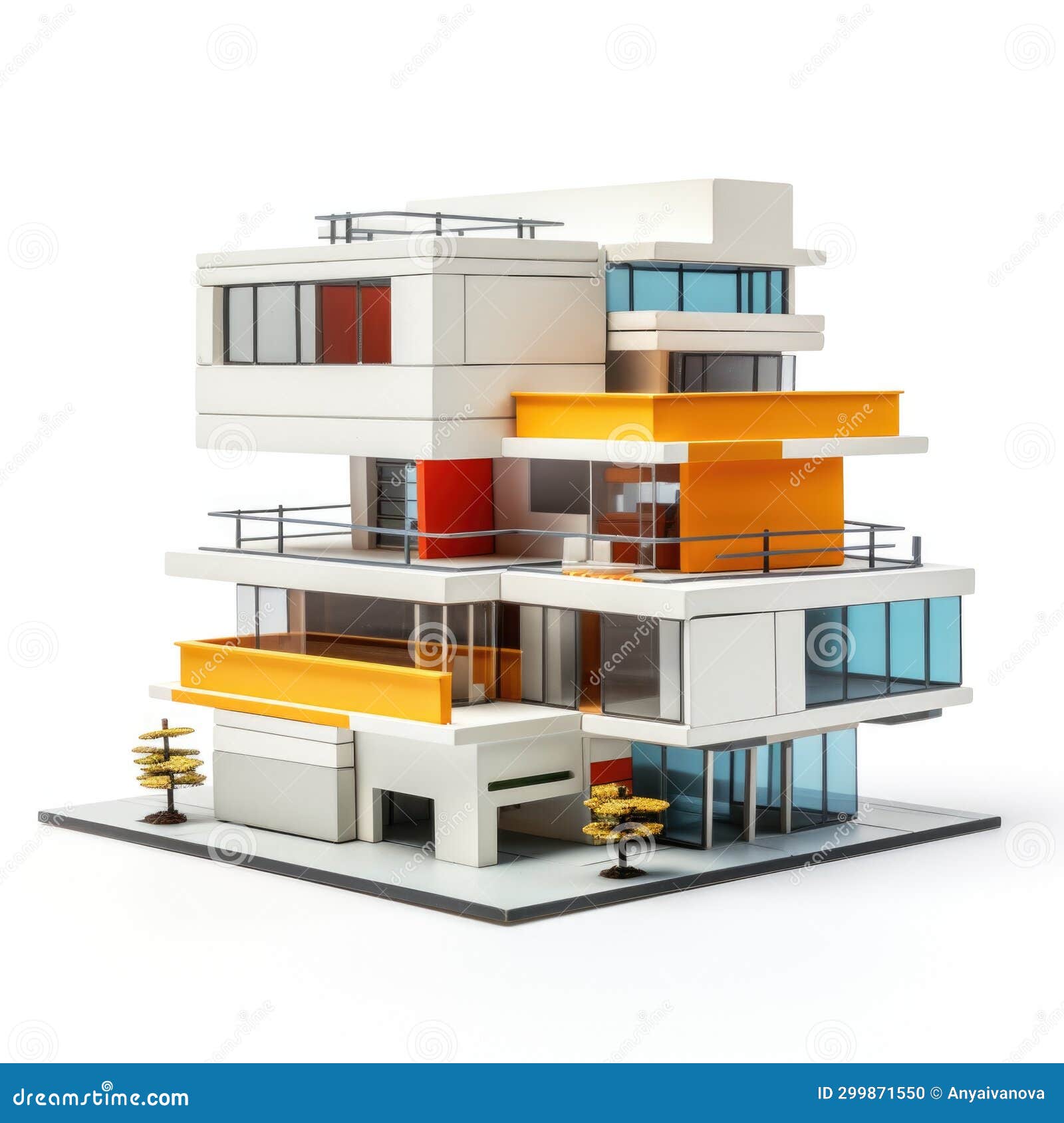 A Model of a Modern House on a White Surface Stock Illustration ...