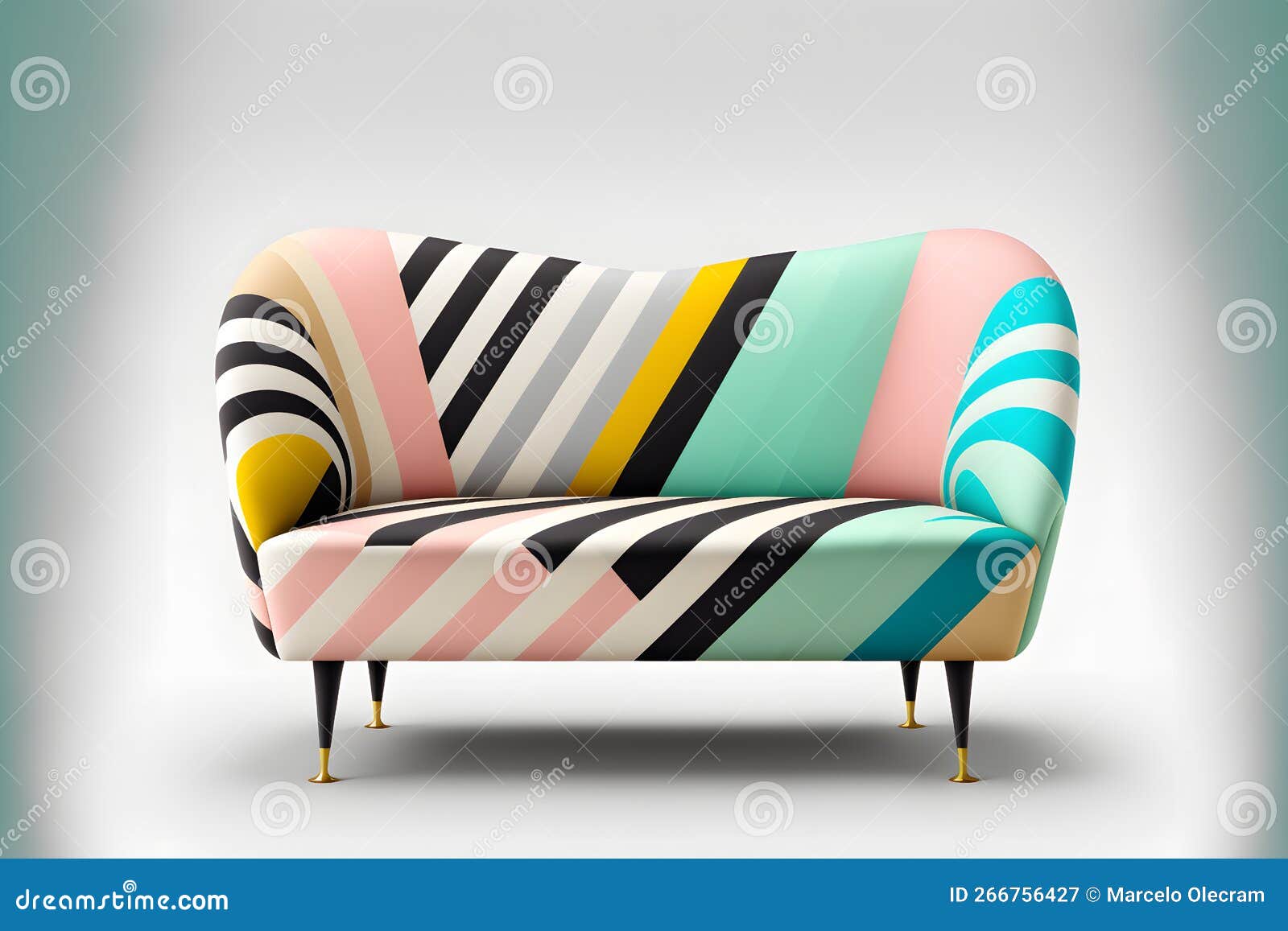 Model of a Modern Sofa with Contemporary Print. Colored Illustrative ...