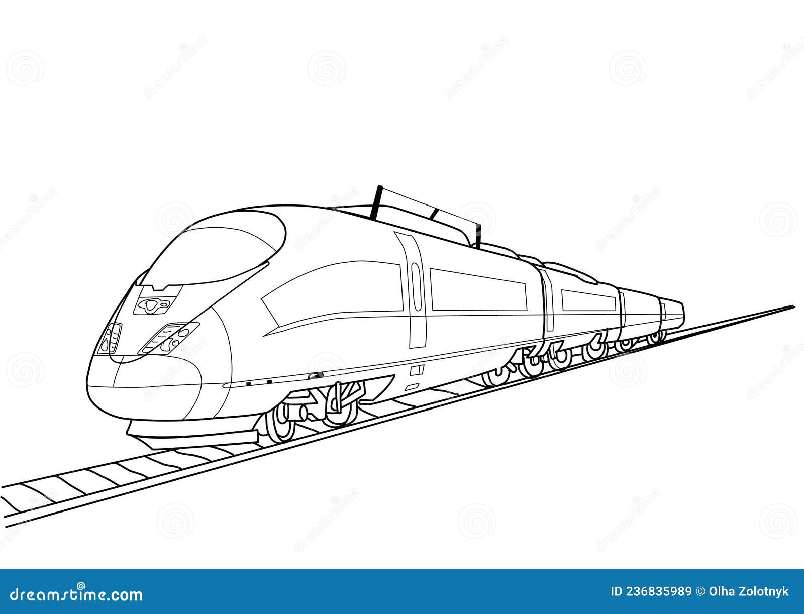 Model Modern Train on Railroad Coloring Page Stock Vector ...