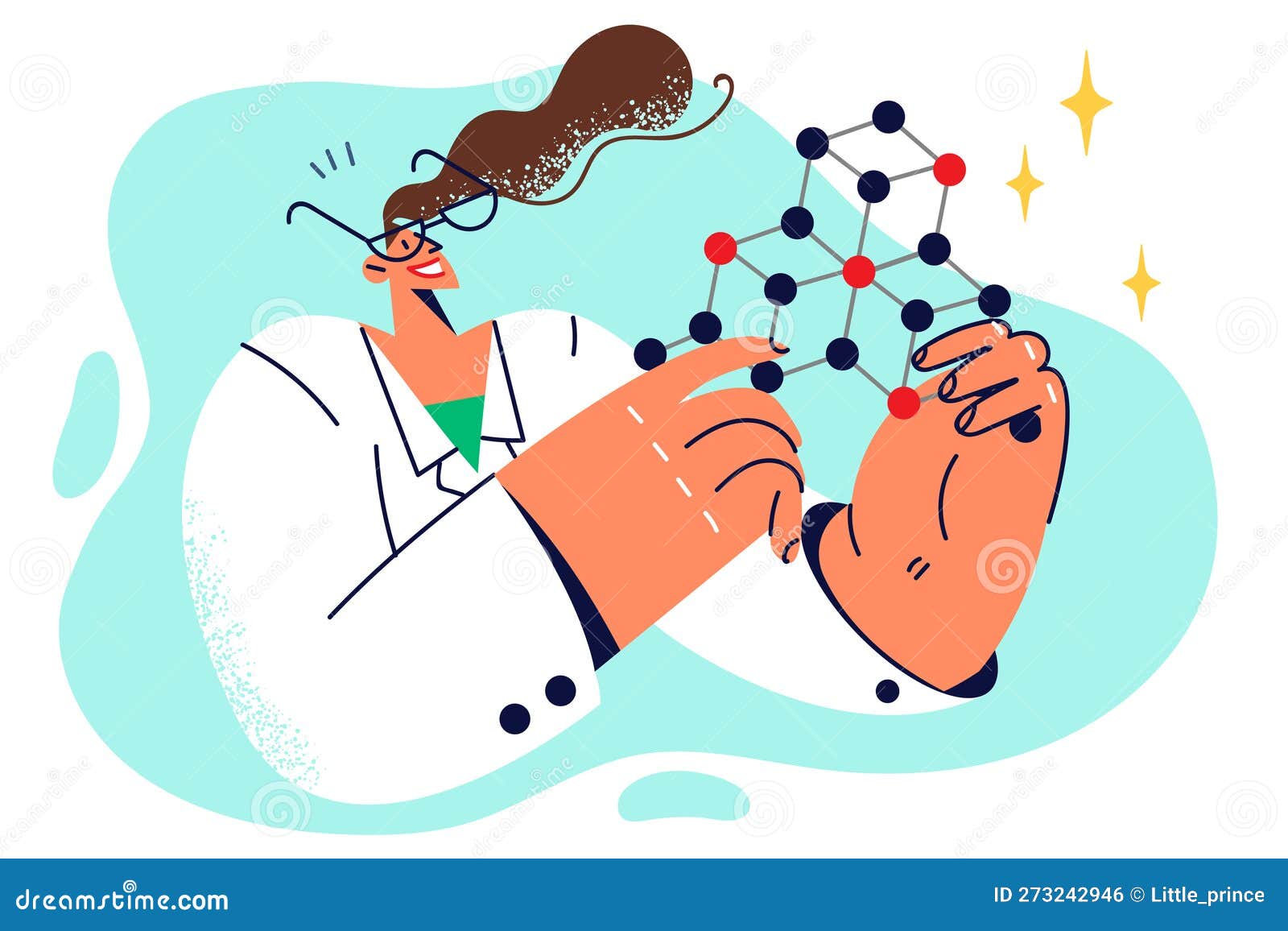 Model of Molecular Structure in Hands of Woman Scientist Engaged in ...