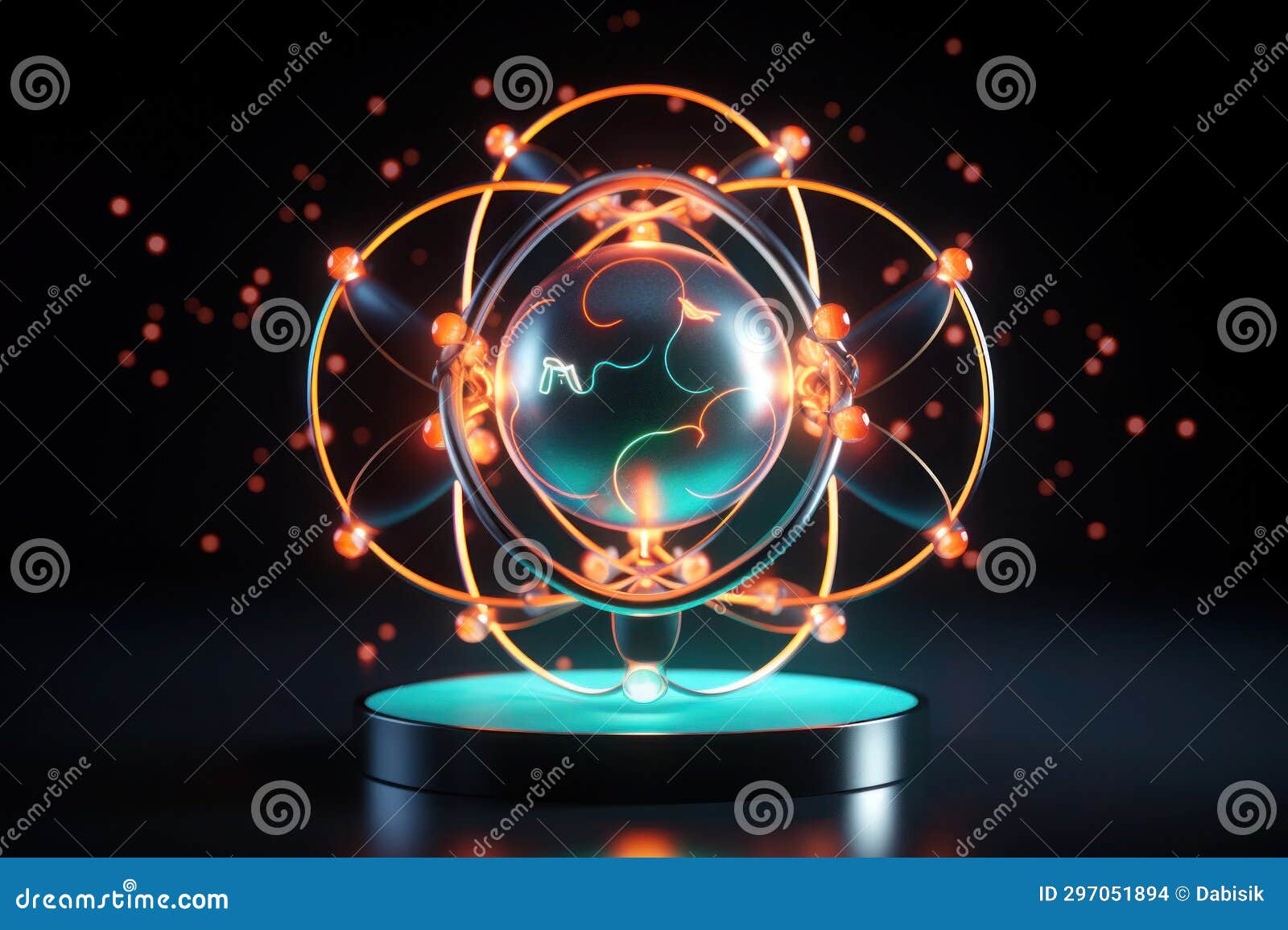 Molecule Model with Electrons and Atom. Generative AI Stock Photo ...