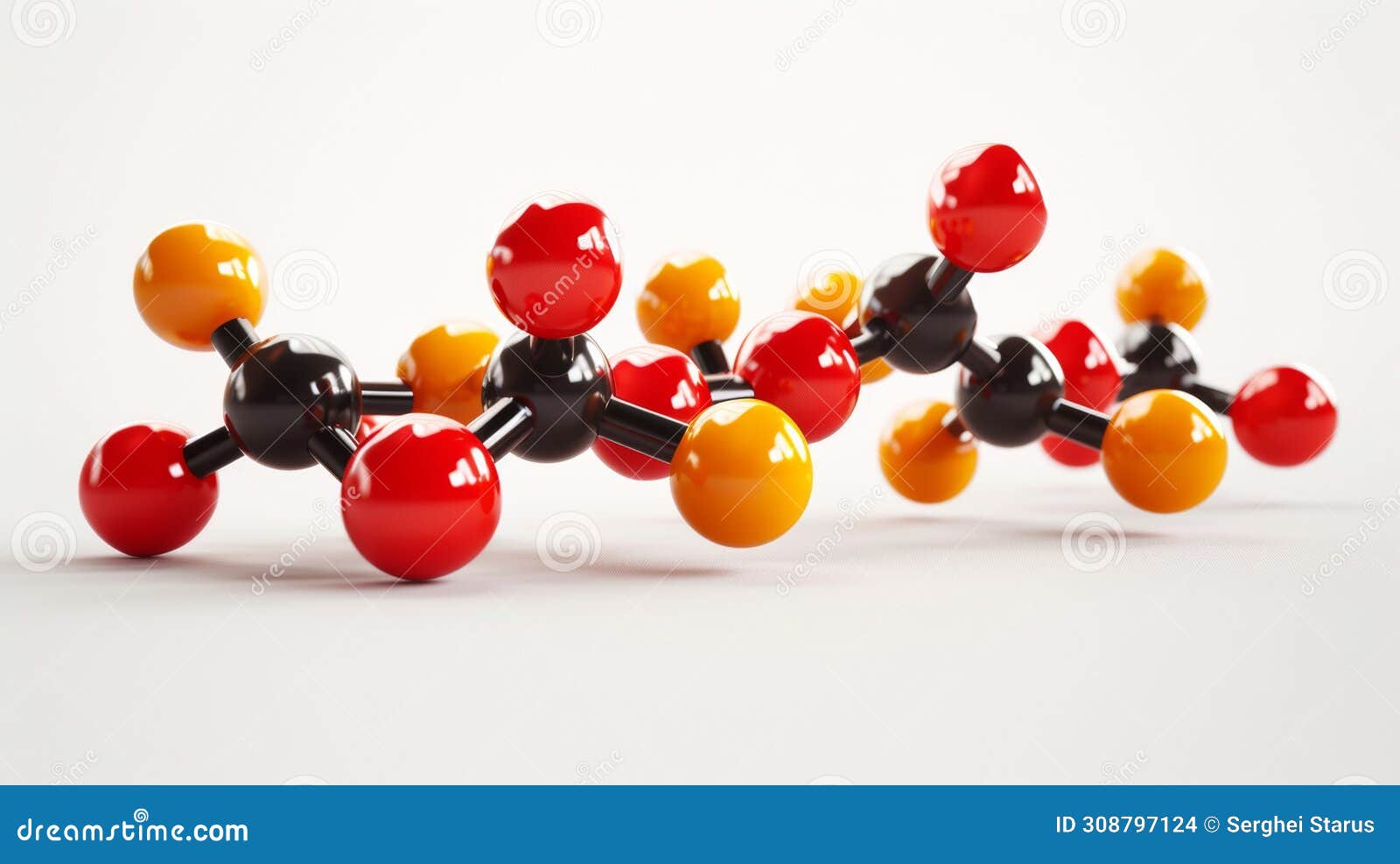 A Model of a Molecule with Red and Yellow Balls, AI Stock Illustration ...