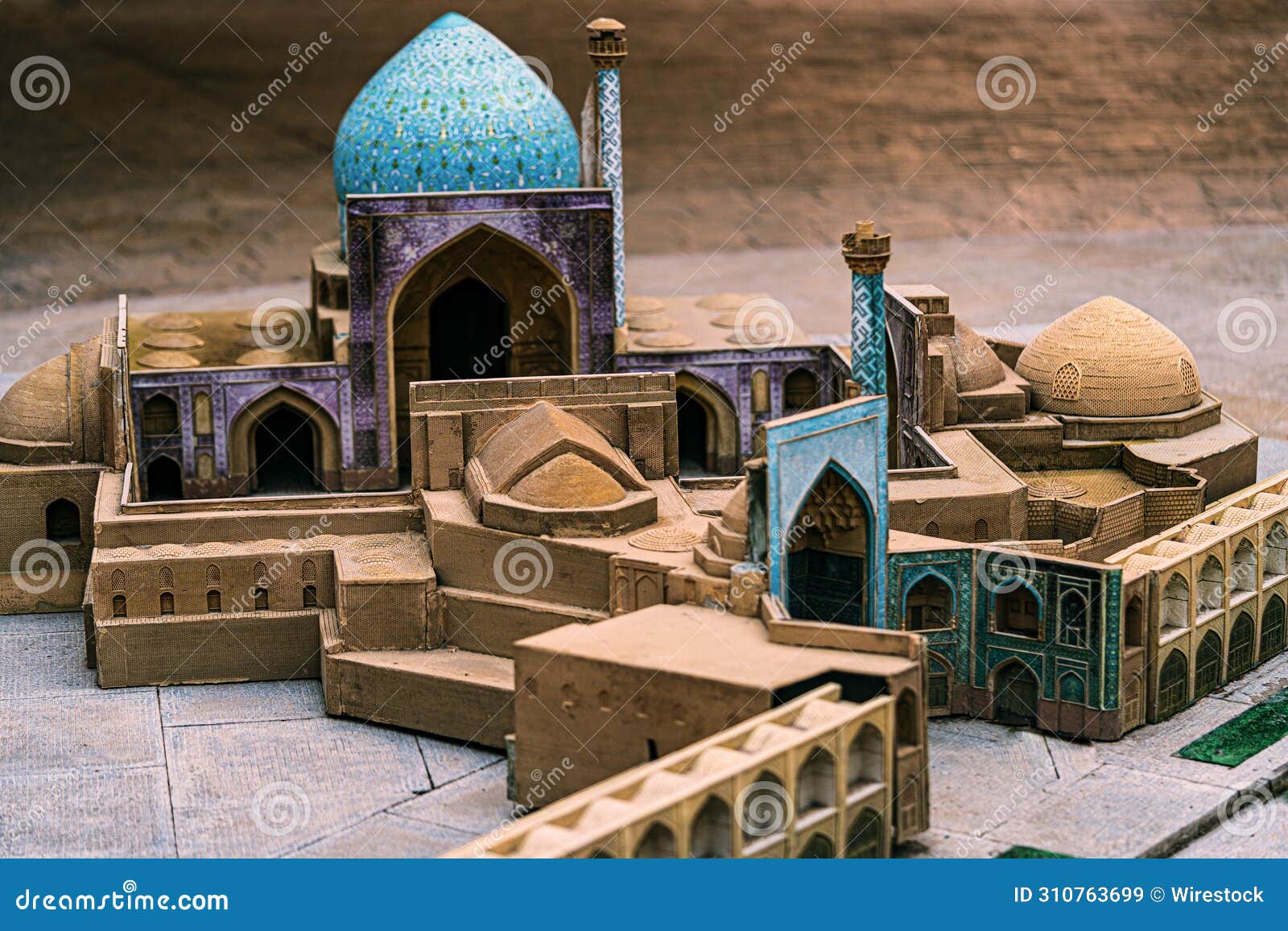 A Model of a Mosque on a Surface of Stone with a Lawn in Front of Stock ...