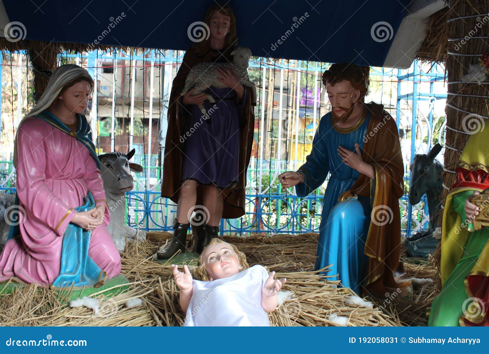 Model of the Nativity Scene at Jesus Birth in a Stable in Bethlehem ...