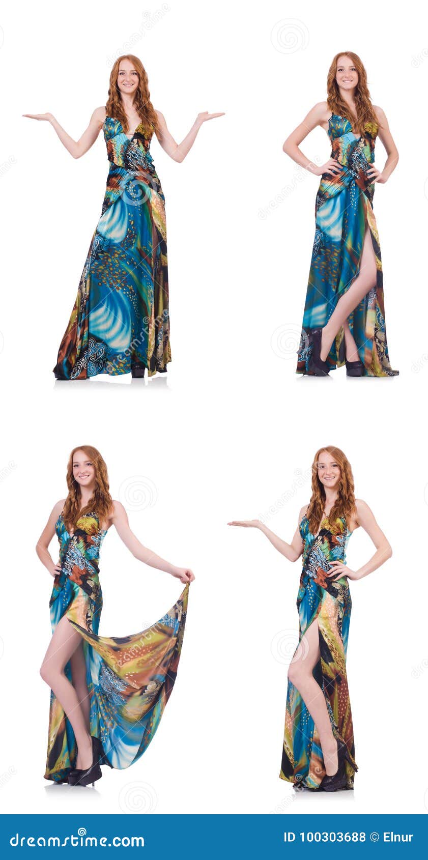 The Model in Nice Dress Isolated on White Stock Photo - Image of ...