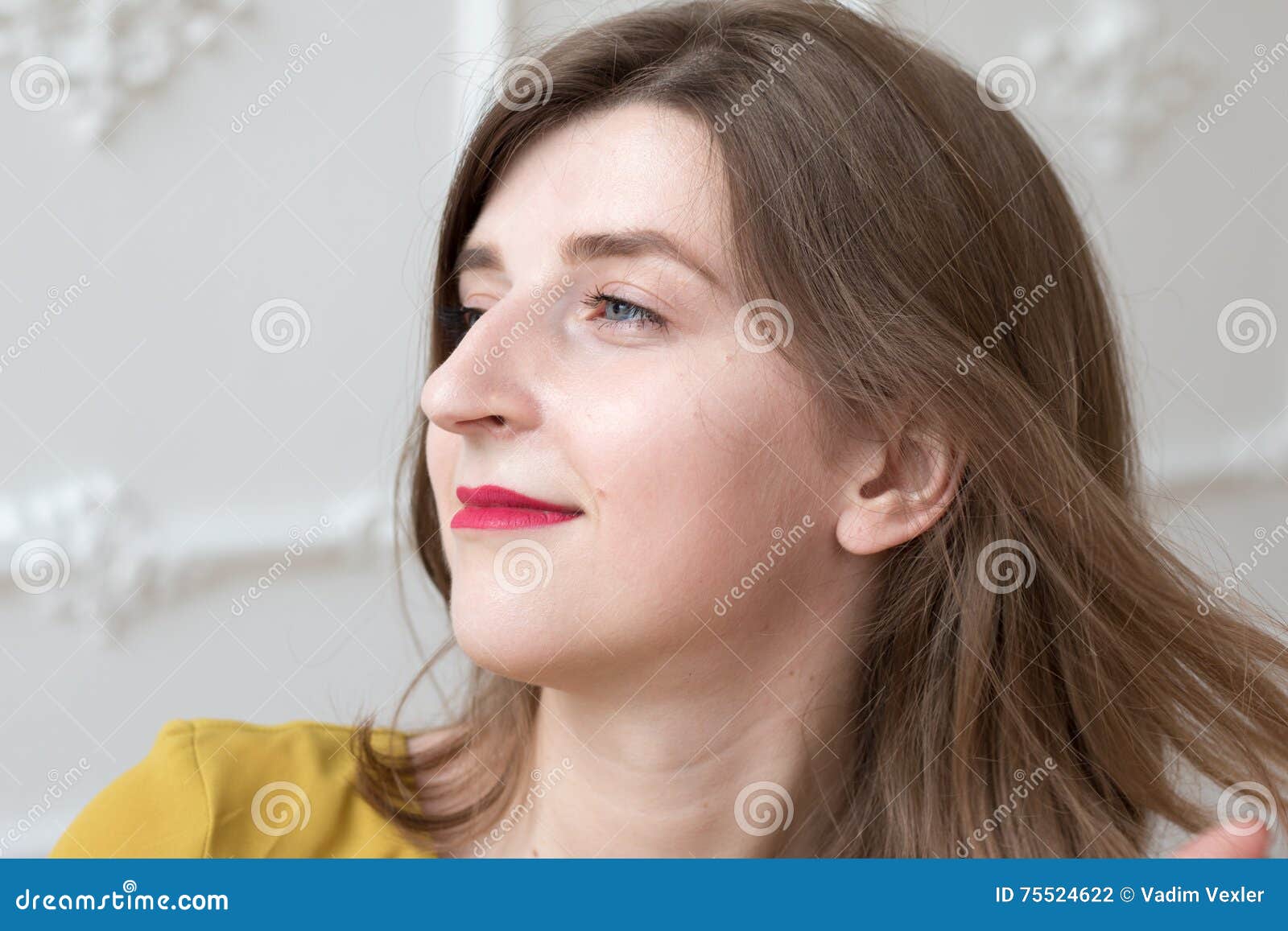 Model with the Nose Looks Out the Window. Stock Photo - Image of ...
