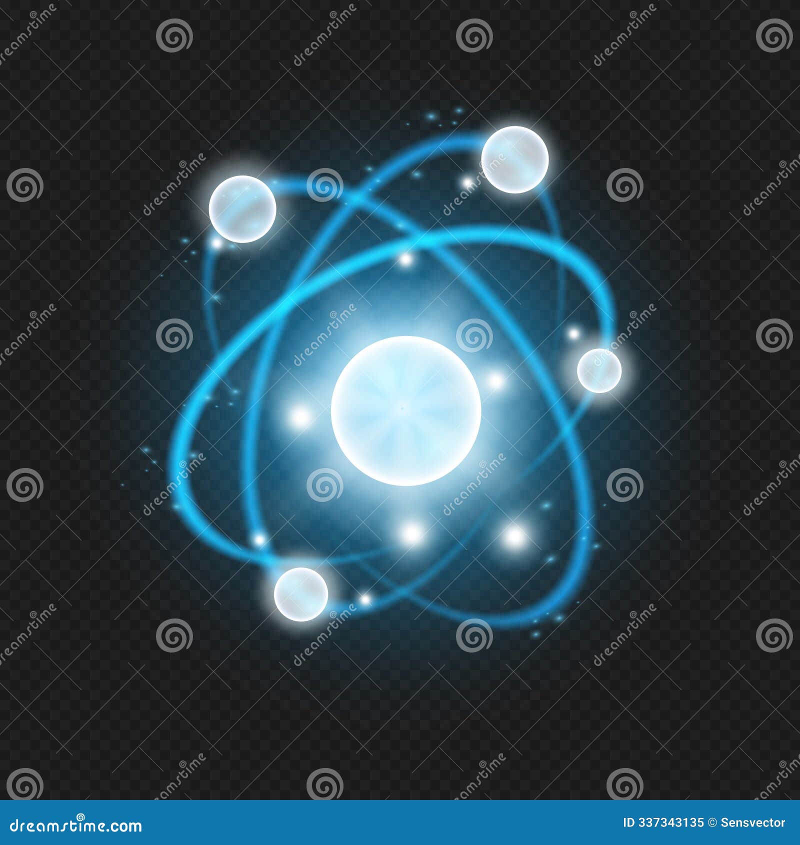 Model of Nuclear Atom, Neon Light Effect Stock Illustration ...