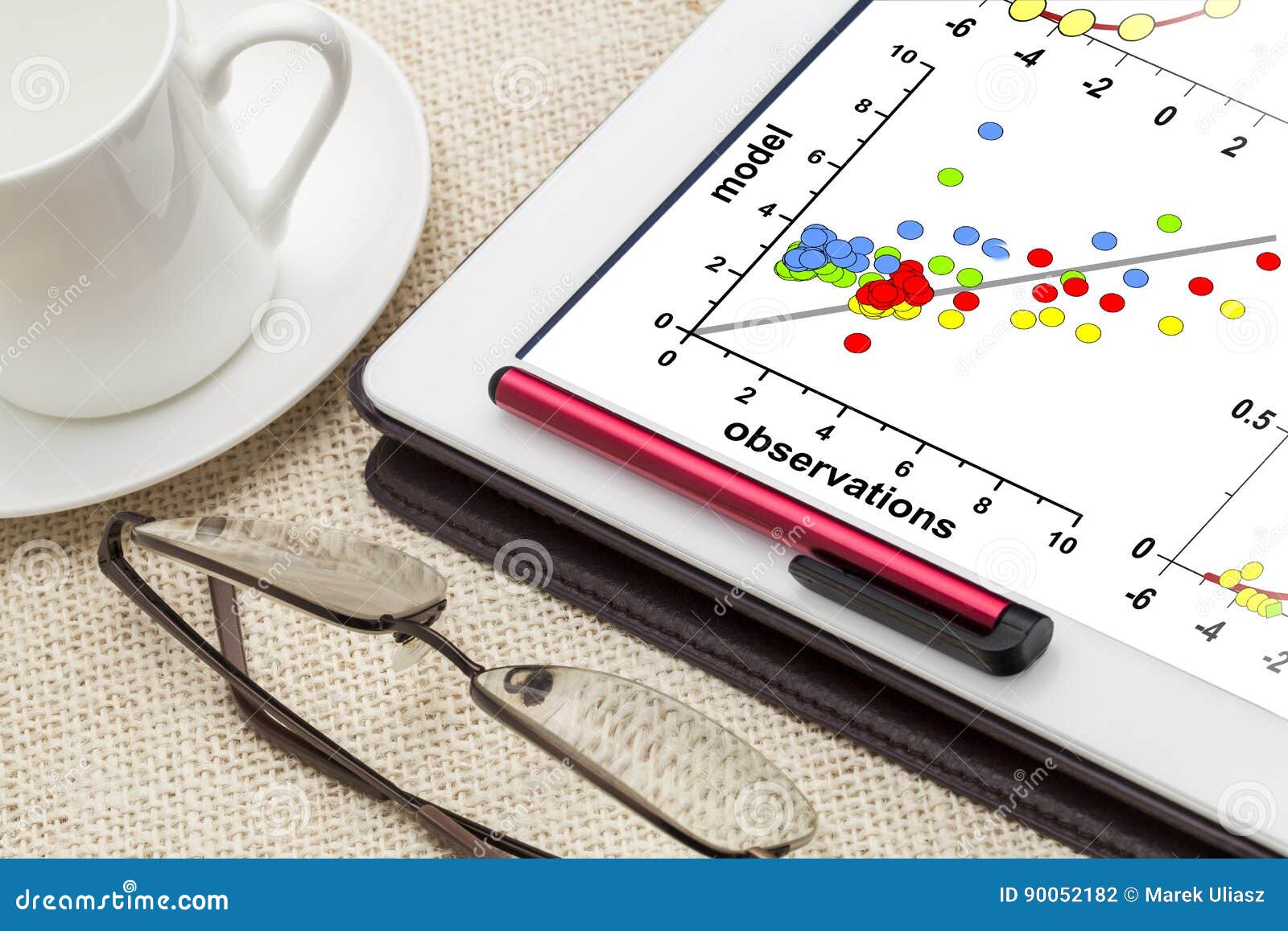 Model and Observation Data Correlation Graph on Tablet Stock Photo ...