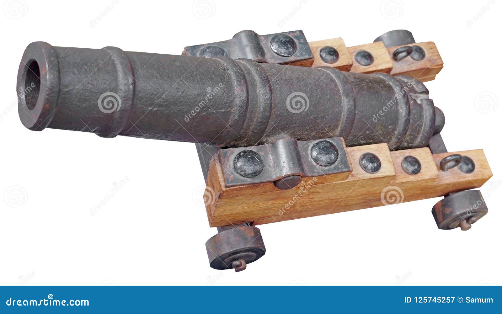 Model of Old Cannon on White Stock Image - Image of photograph, object ...