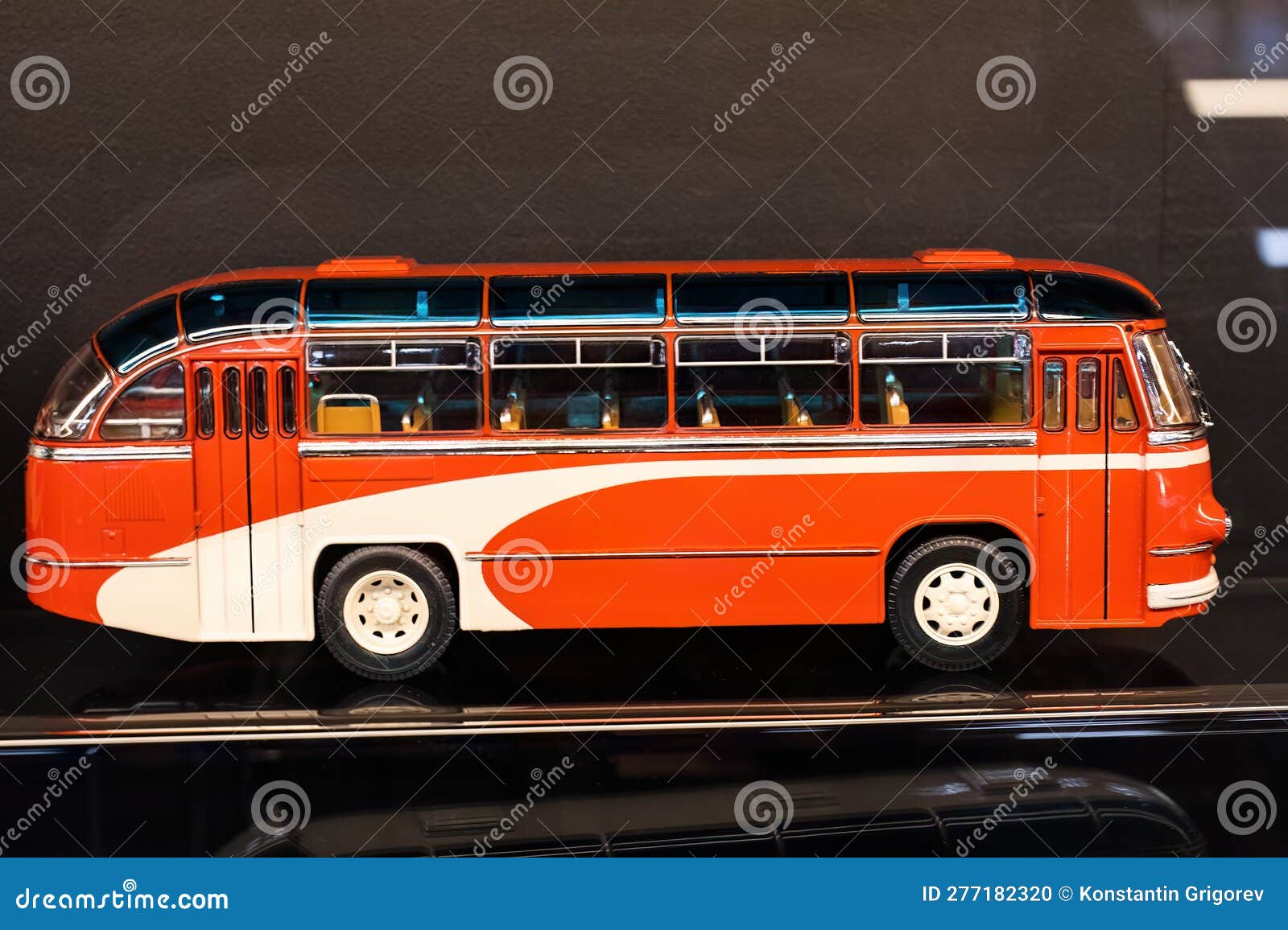Model of Old Soviet Red Bus. Vintage Public Transport Autobus Stock ...