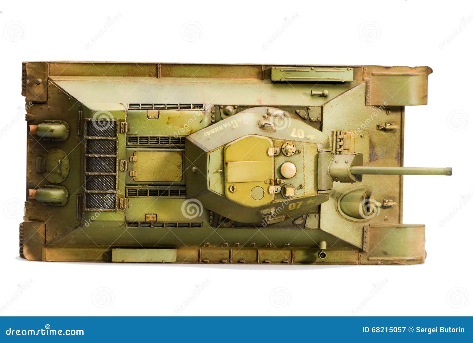 Model of Old Soviet T-34 Tank. Top View Stock Image - Image of power ...