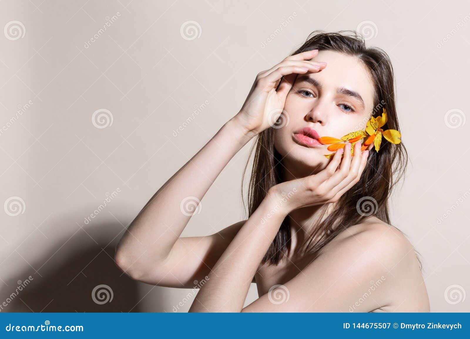 Model with Open Shoulders Posing for Spring Magazine Issue Stock Image ...