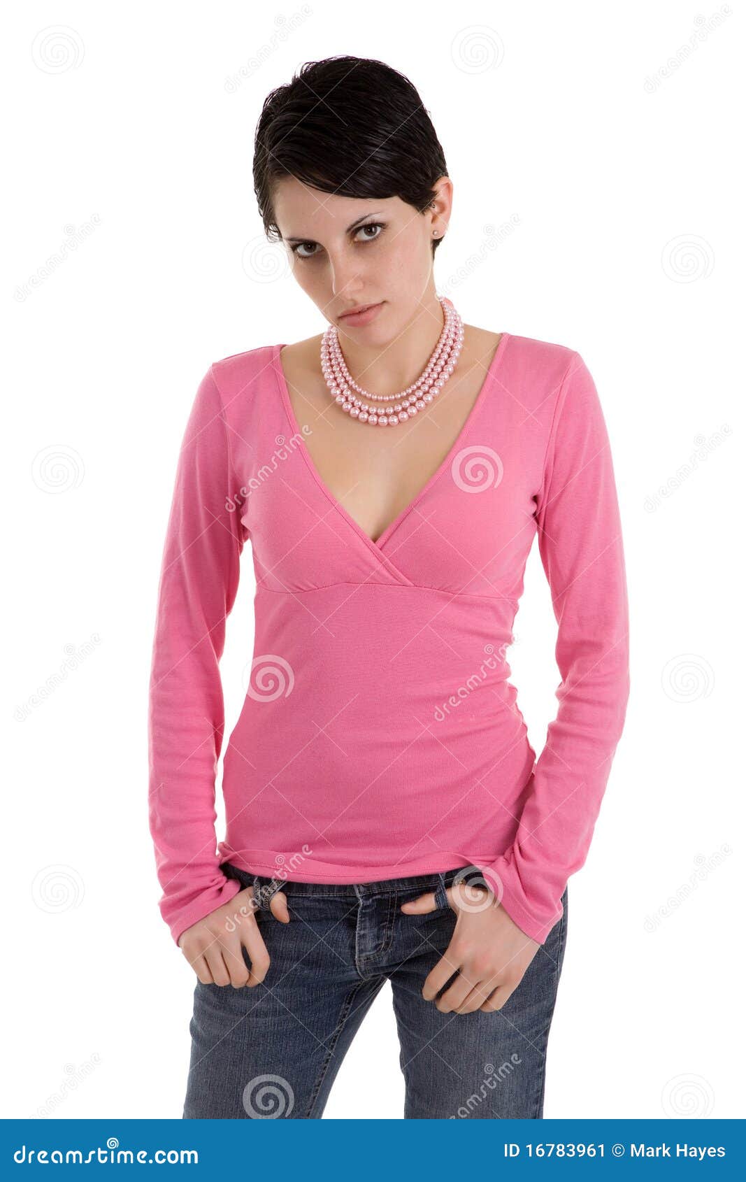 Model in pink top stock image. Image of clothing, beautiful - 16783961
