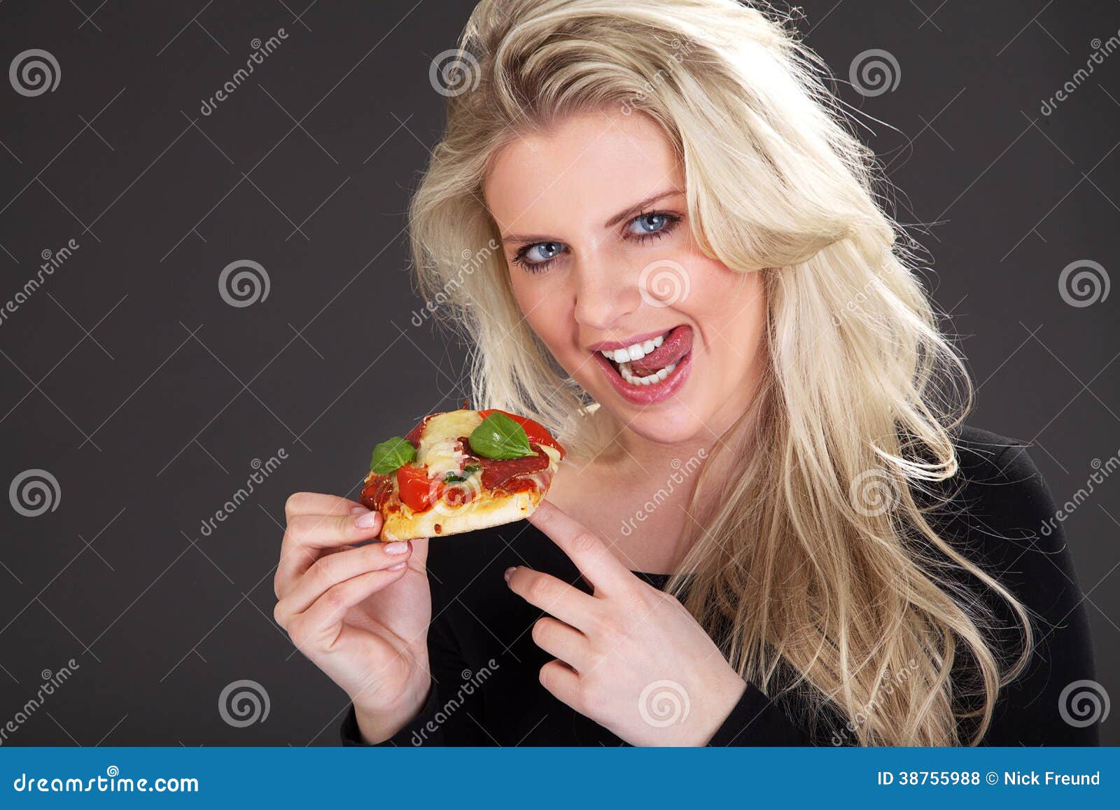 Model with pizza stock photo. Image of alone, diet, fashionable - 38755988