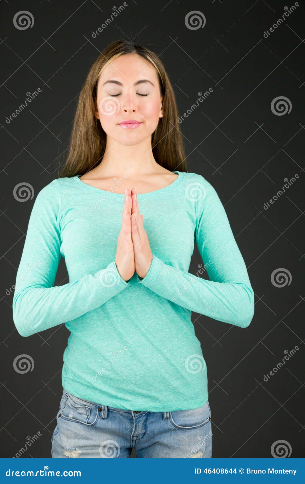 Model on Plain Background Praying Wishing Stock Photo - Image of hoping ...