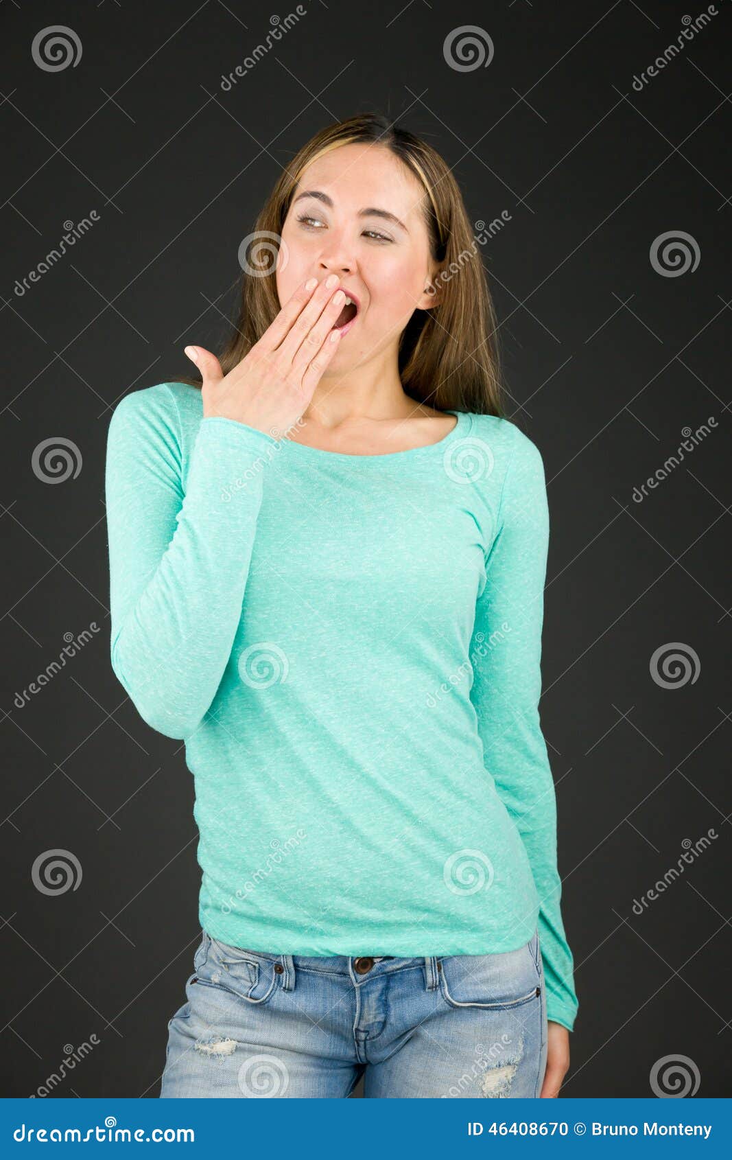 Model on Plain Background Tired Bored Stock Photo - Image of tired ...