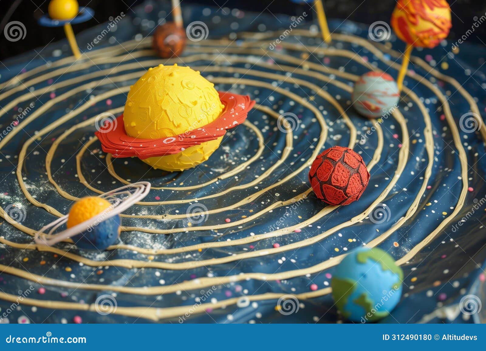 Model of a Plasticine Solar System with Planets in Orbit Stock Photo ...