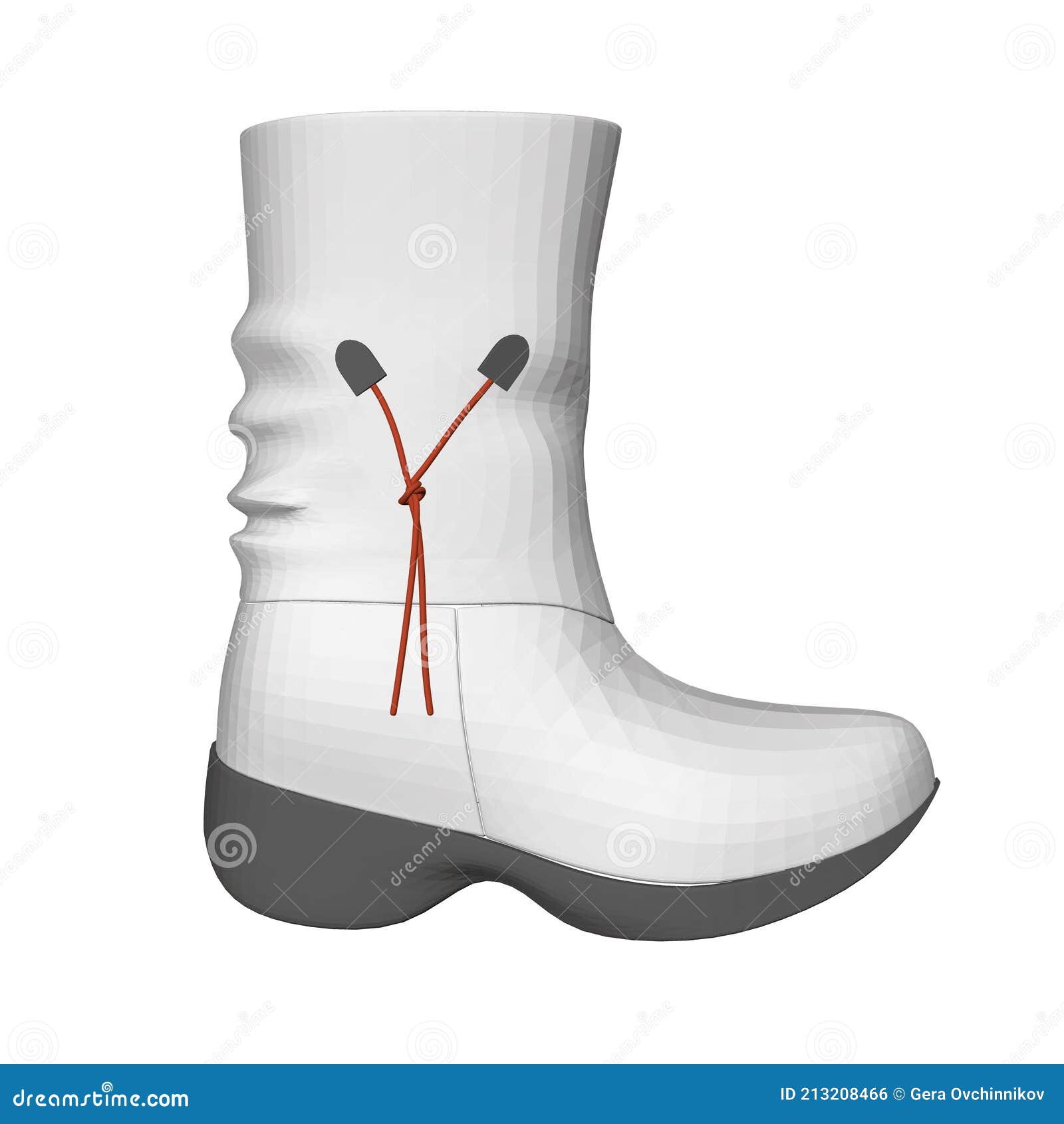 Model of a Polygonal White Female Boot. Side View. 3D Stock Vector ...