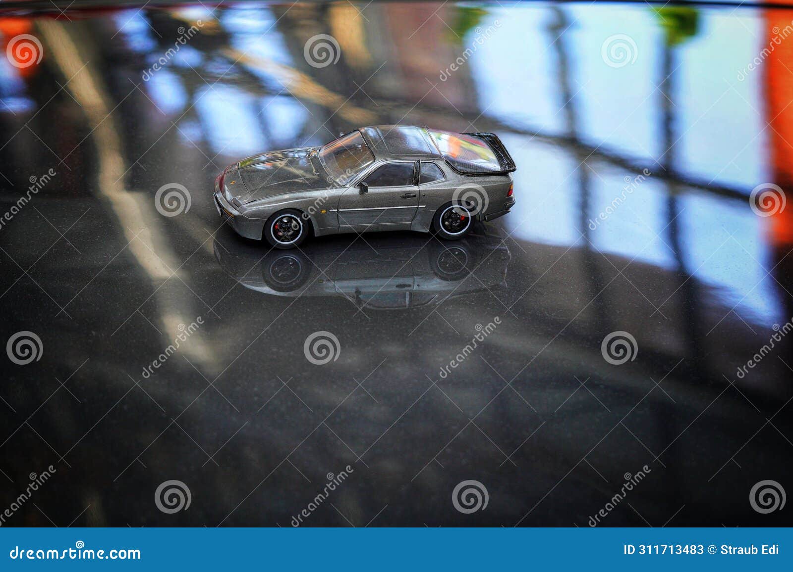 Model Porsche 944 Turbo on a Lifesize Porsche Hood Stock Image - Image ...