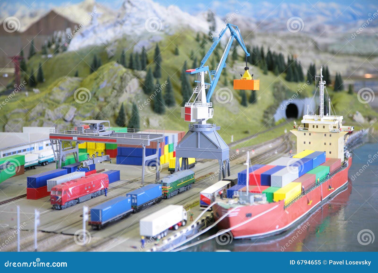 Model of port with railway stock image. Image of port - 6794655