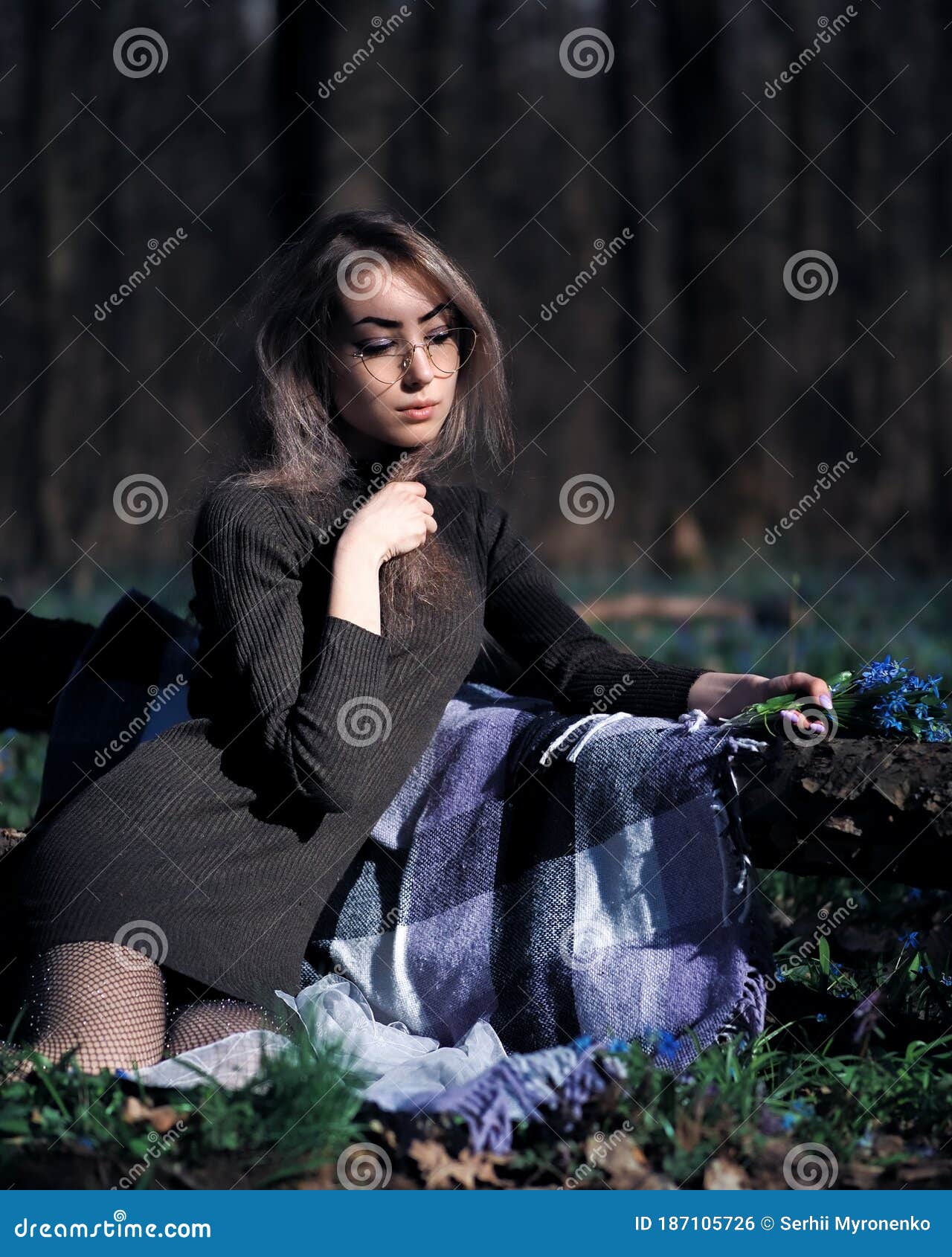 Model Posing at the Forest with Flowers Stock Photo - Image of natural ...