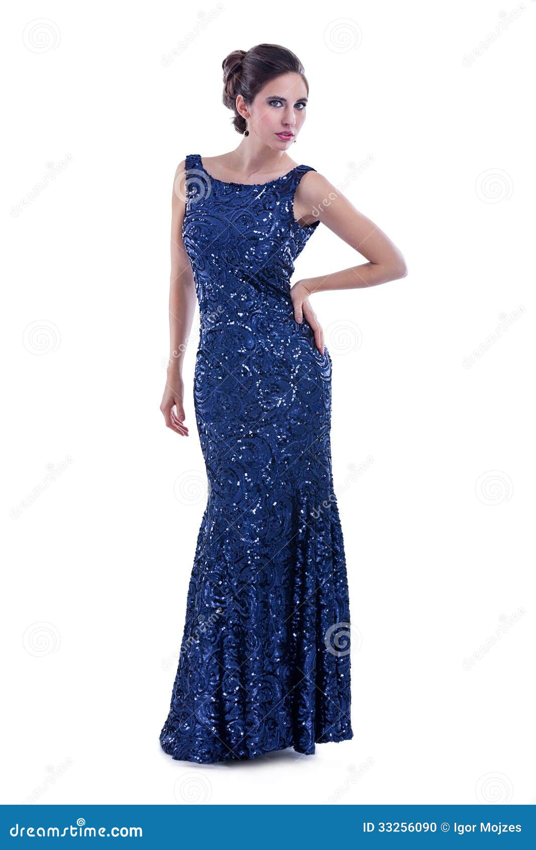 Model Posing in Long Elegant Dress Stock Photo - Image of elegant ...