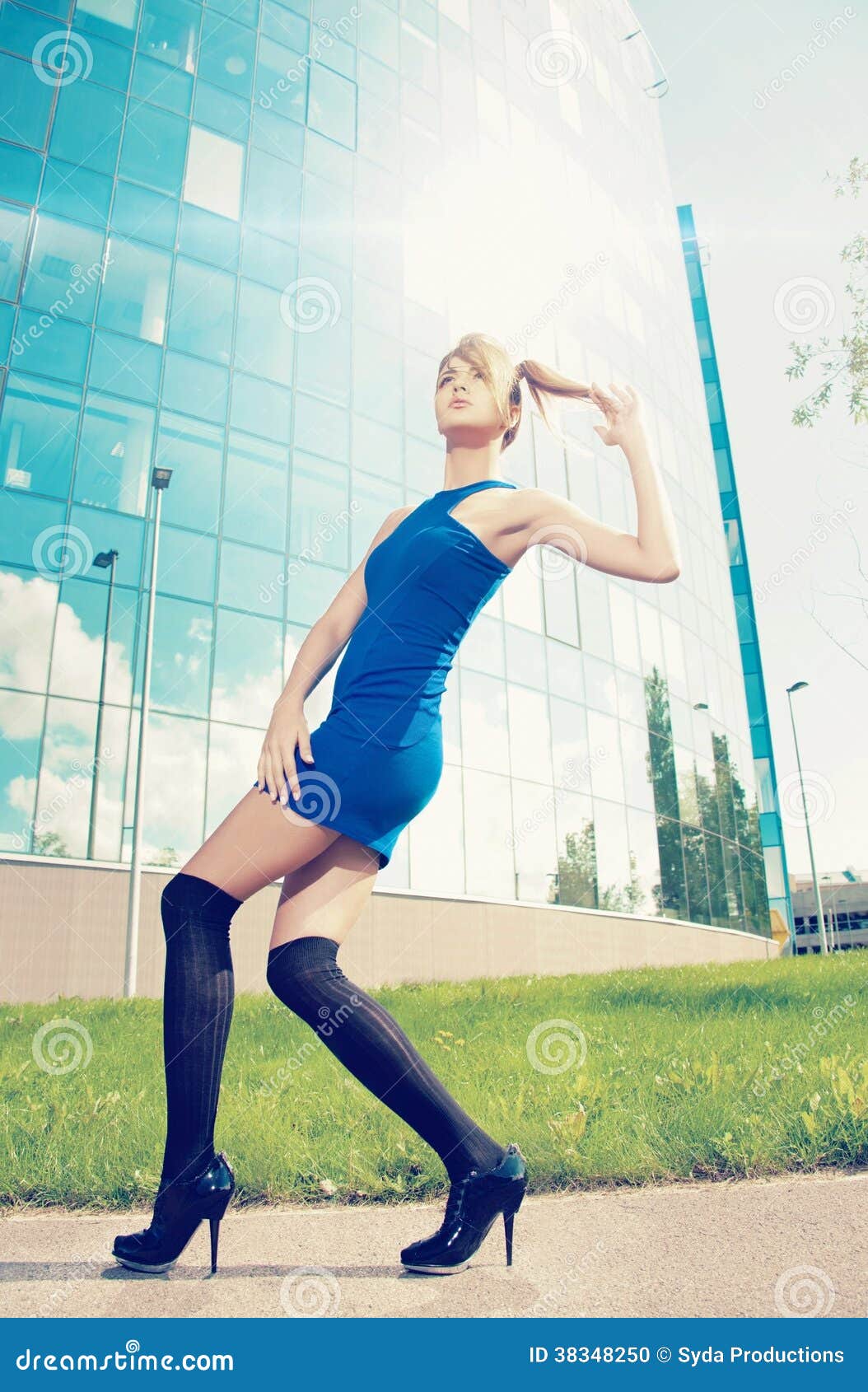 Model Posing Outside on High Heels Stock Photo - Image of dress, modern ...