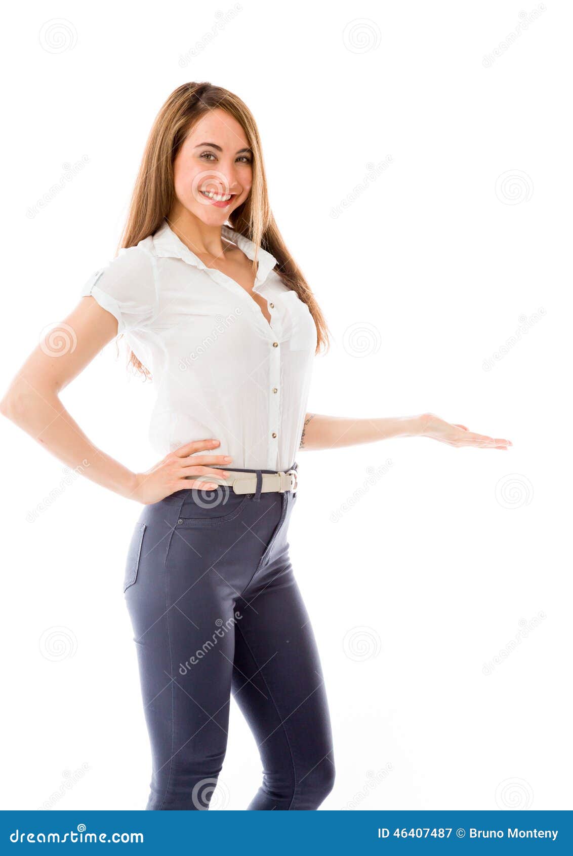 Model Presenting Showcasing with Hand Stock Image - Image of cheerful ...