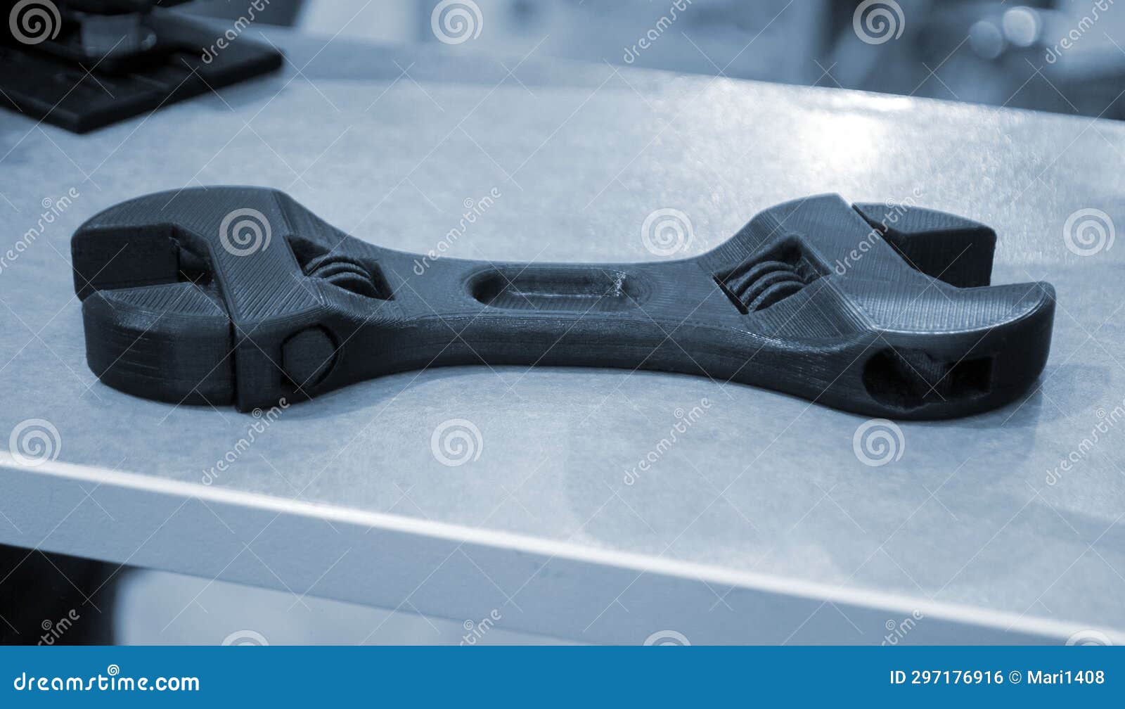 Model Prototype of Adjustable Wrench from of Black Plastic Printed on ...