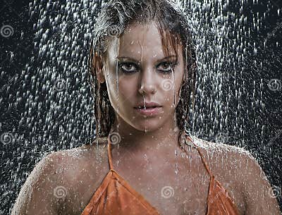 Model in rain stock photo. Image of female, rain, look - 11051672