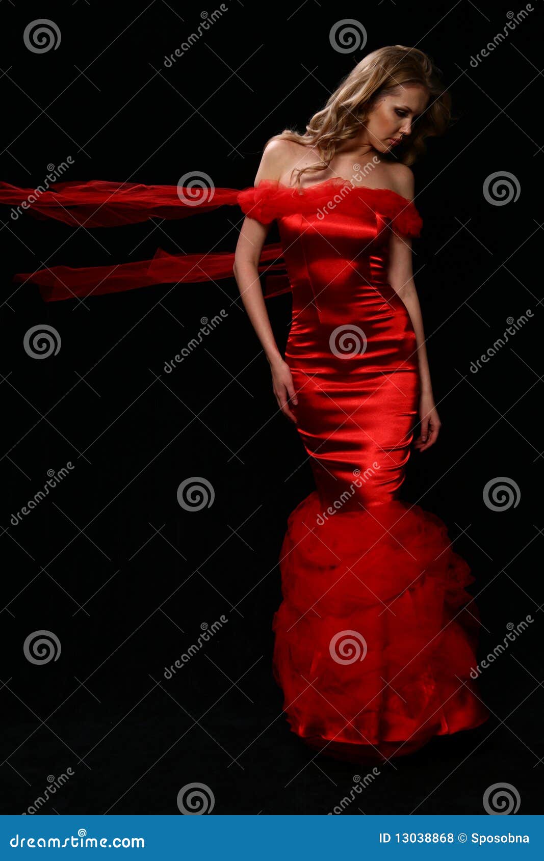 Model in a red dress. stock photo. Image of brown, elegance - 13038868