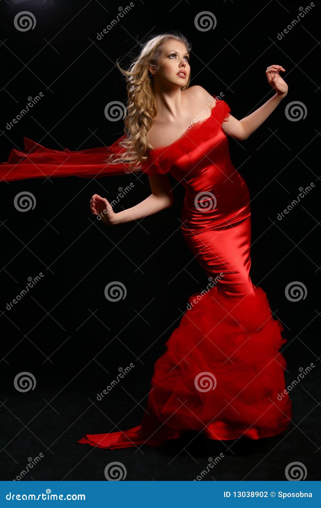 Model in a red dress. stock photo. Image of human, long - 13038902