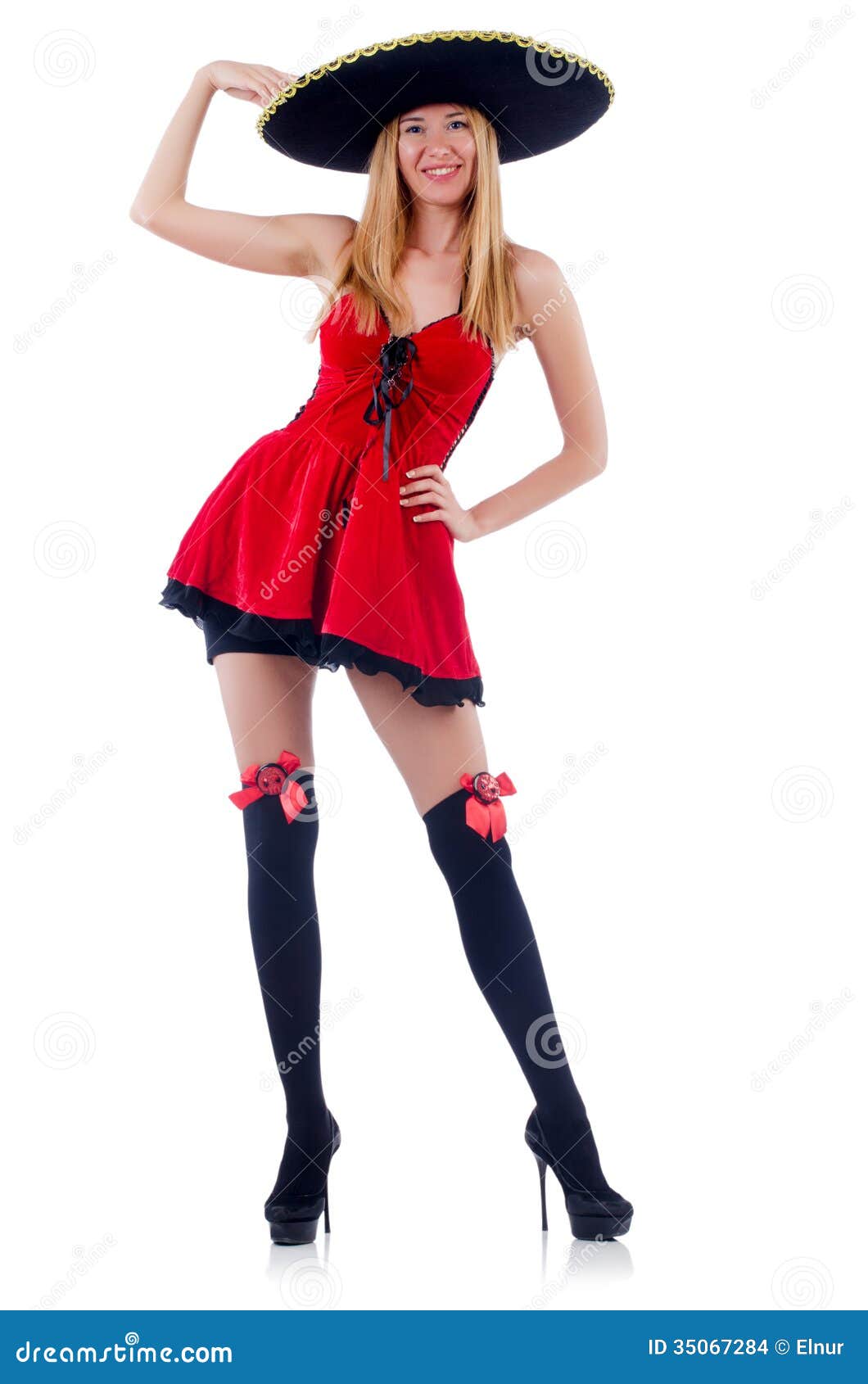 Model in red dress stock photo. Image of girl, posing - 35067284