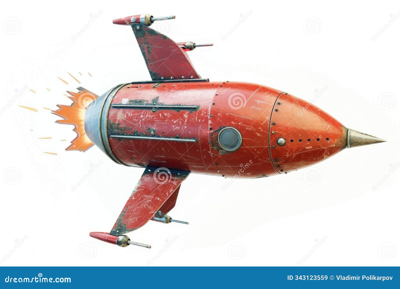 A Model of a Red Rocket Ship Soaring through the Air, Great for Sci-fi ...