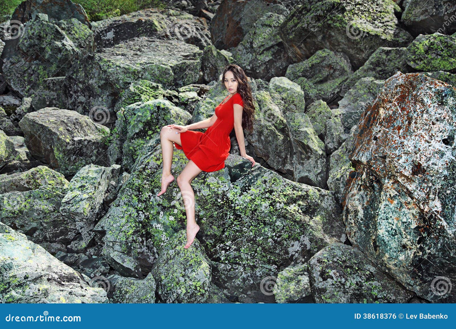 Model in rock stock photo. Image of cleavage, elegance - 38618376