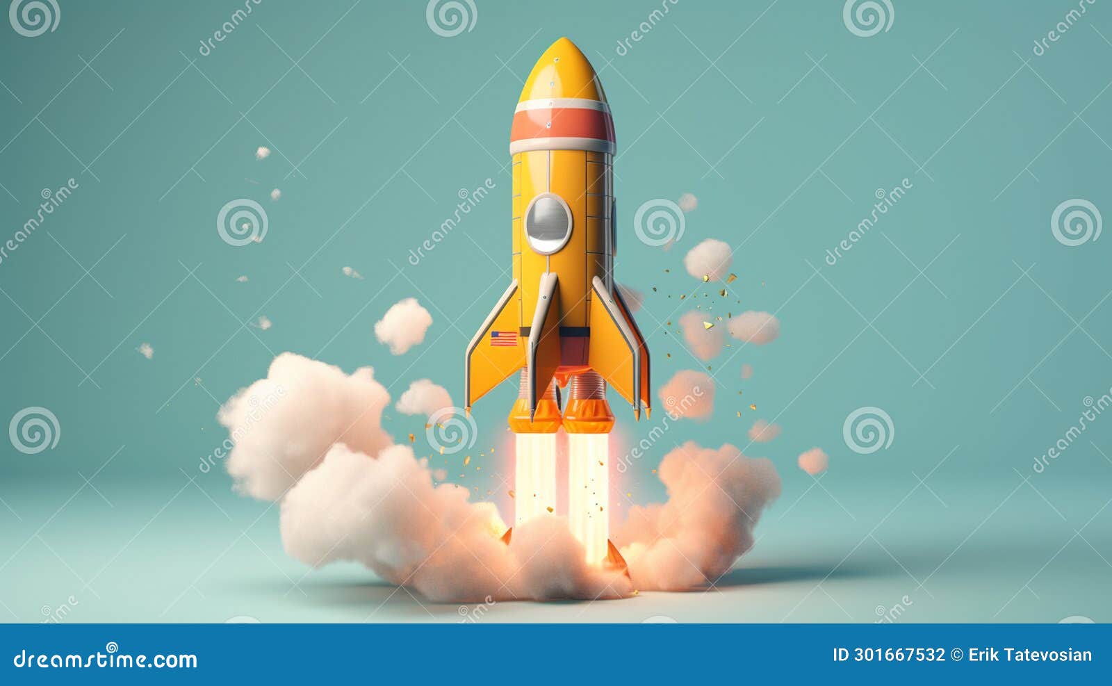 Model of a Rocket Flying into the Sky. Generative AI Stock Illustration ...